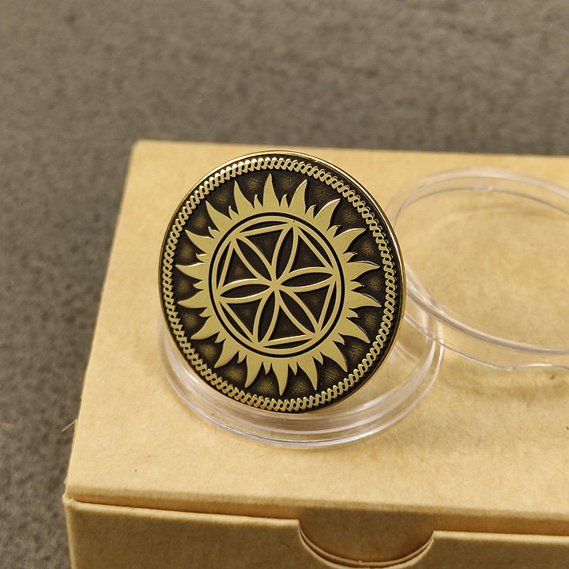 Custom Brass Star Perun Coin With Personalized Engraving Slavic Thunder ...