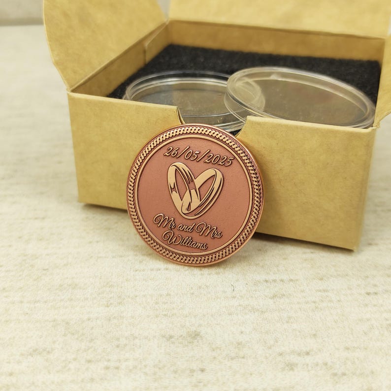 Personalized Copper Wedding Coin – Custom Engraved Anniversary Gift ...