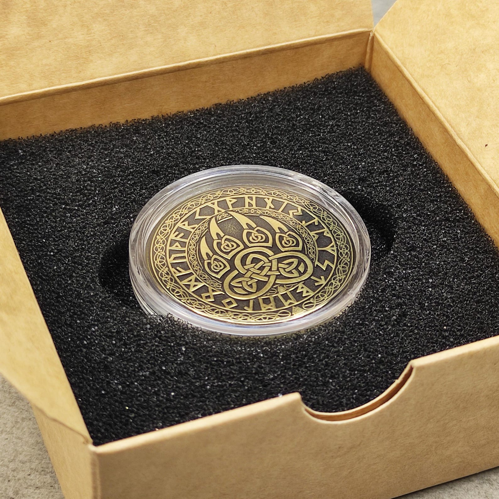 Personalized Engraved Bear Paw Coin - Custom Brass Souvenir With Runes ...