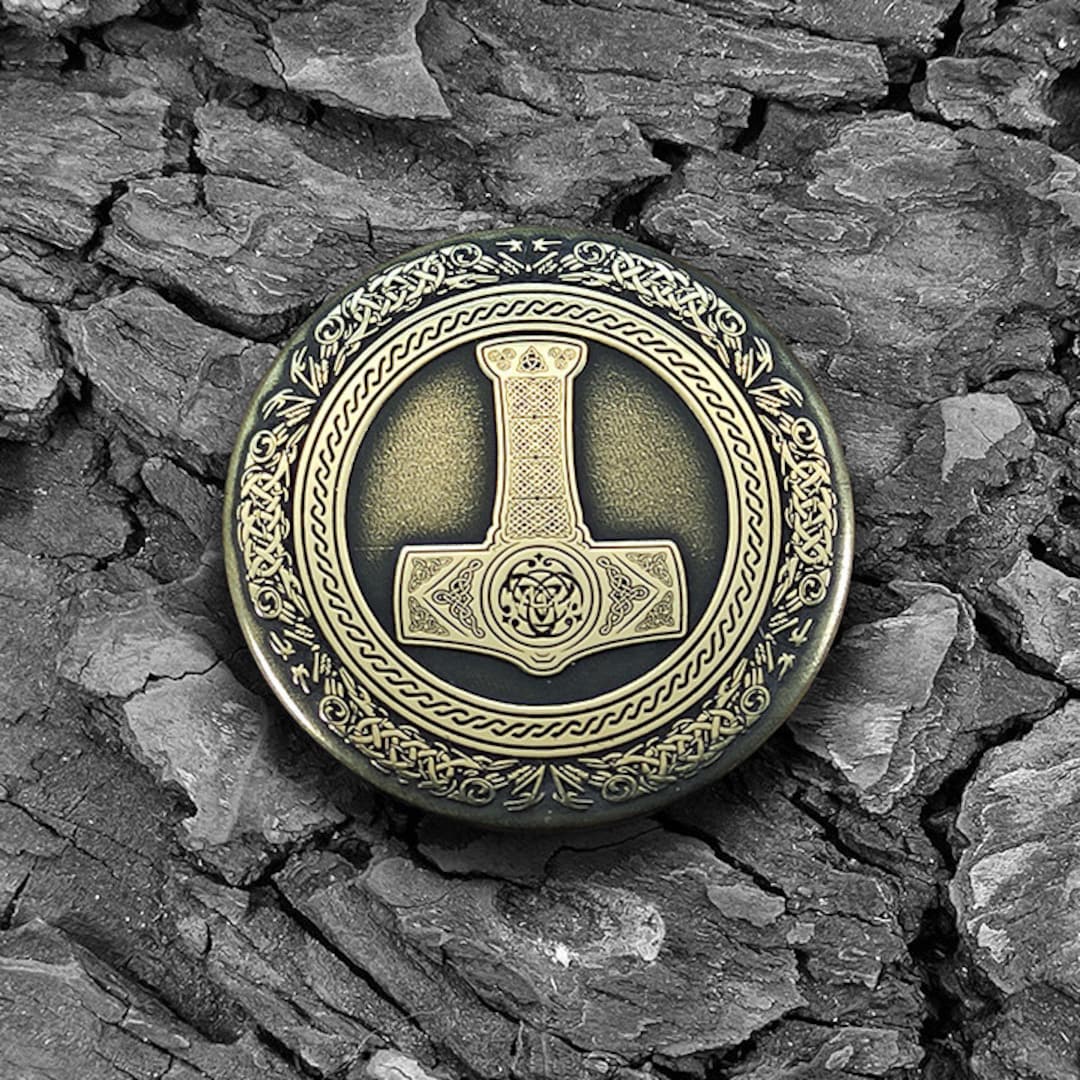 Customized Thor Hammer Coin With Laser Engraved Runes Brass Souvenir - Etsy
