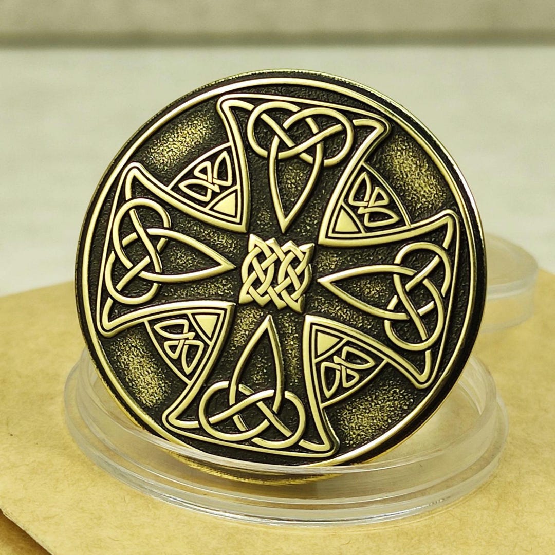 Personalized Celtic Cross Coin - Vintage Brass With Deep Laser ...