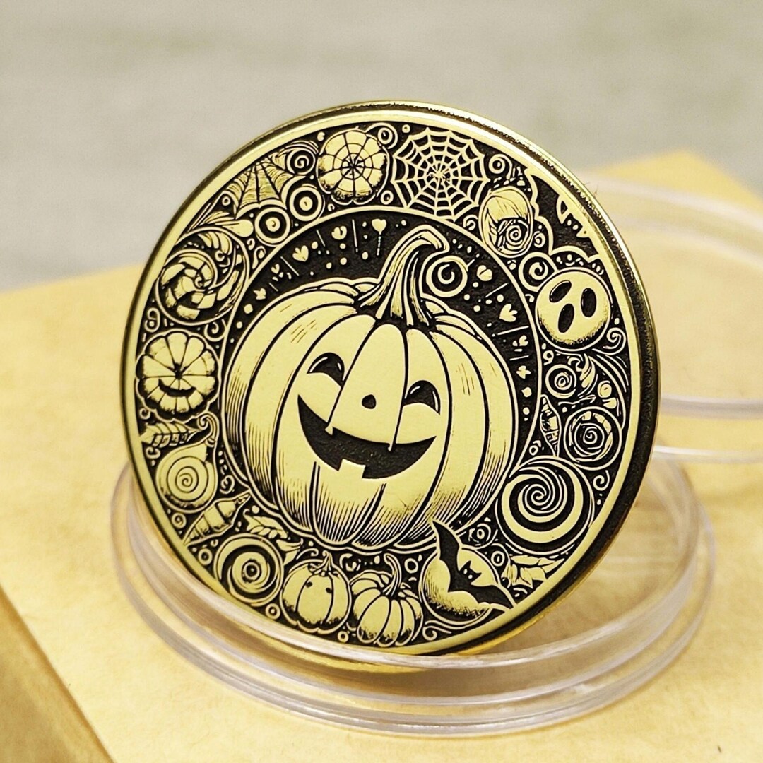 Cheerful Pumpkin Coin With Custom Engraving - Festive Halloween ...