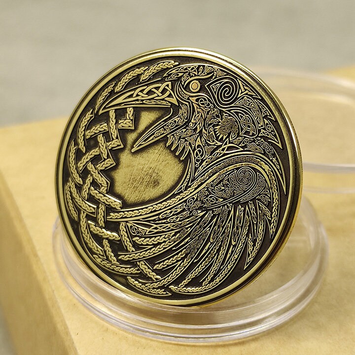 Odin's Raven Brass Souvenir Coin With Personal Engraving Scandinavian ...