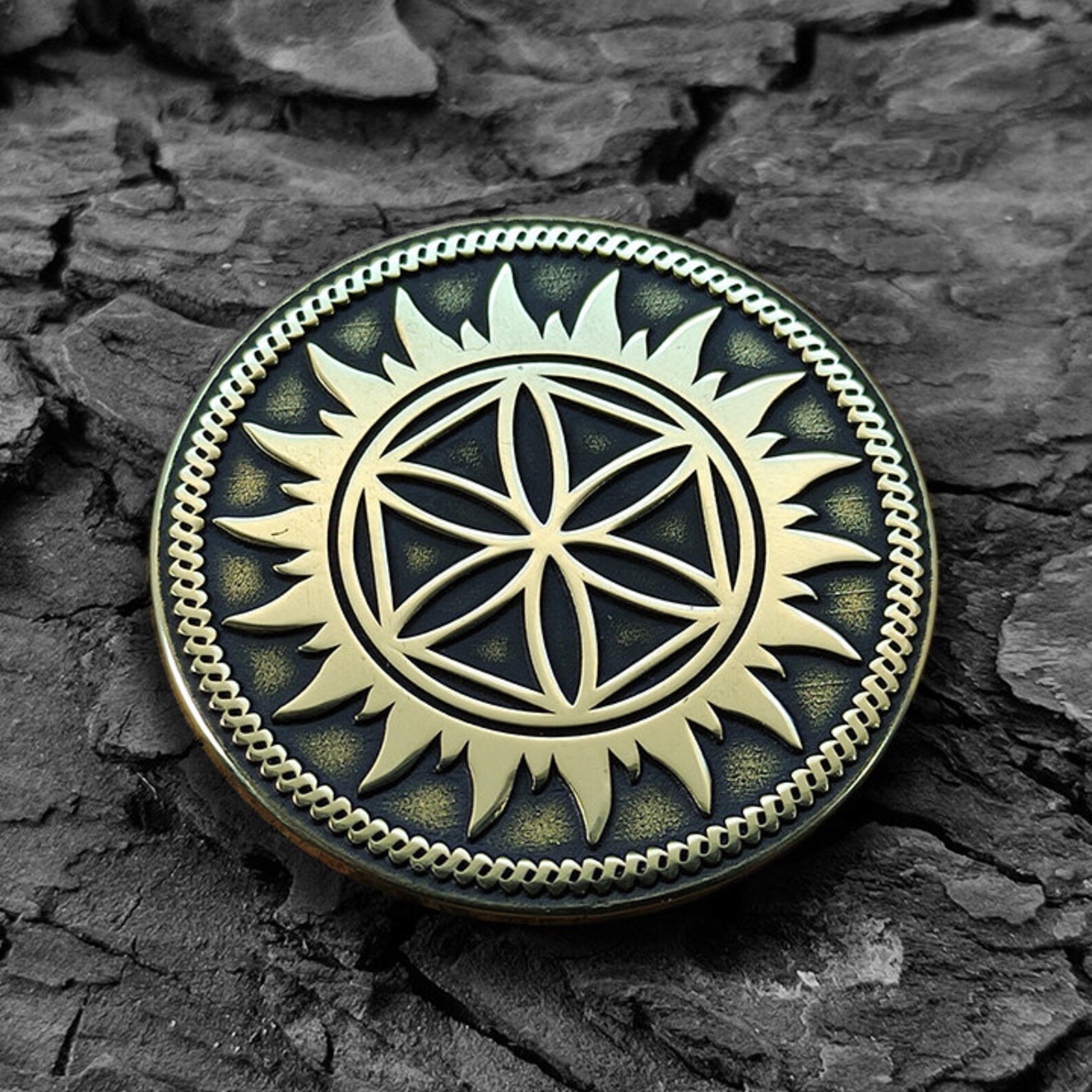 Custom Brass Star Perun Coin With Personalized Engraving Slavic Thunder ...