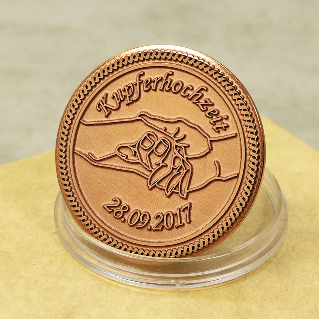 Customizable Copper Wedding Anniversary Coin for Spouses. Personalized ...