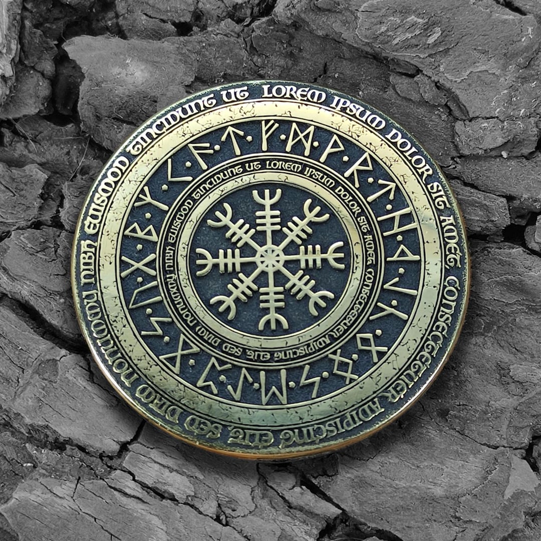 Runic Circle Symbolism Coin. Norse Mythology Meditation Tool for Magic ...