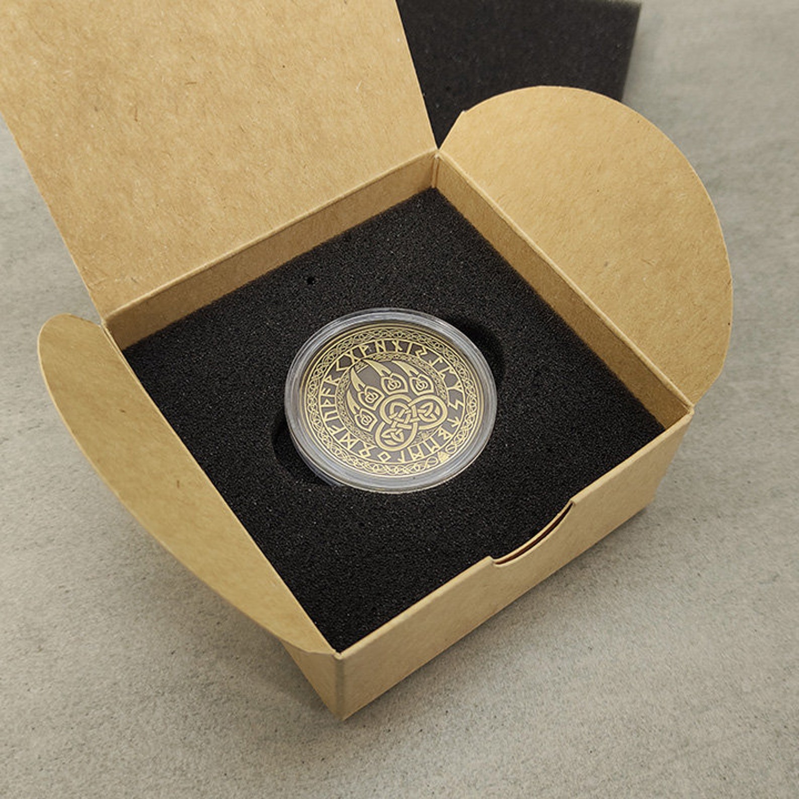 Personalized Engraved Bear Paw Coin Custom Brass Souvenir With Runes - Etsy