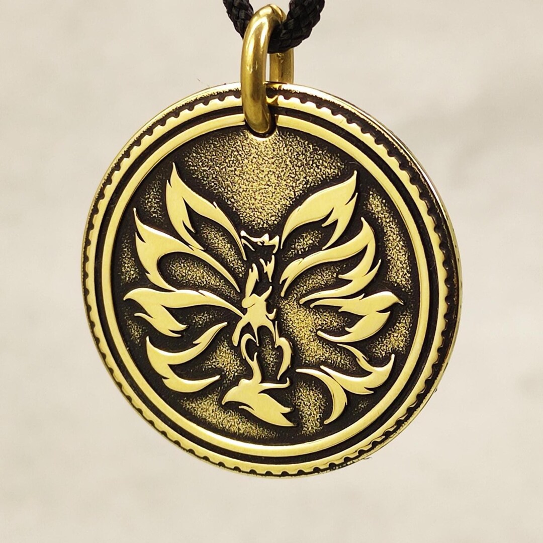 Brass Kitsune Pendant. Fox Souvenir Gift With Custom Personalization ...