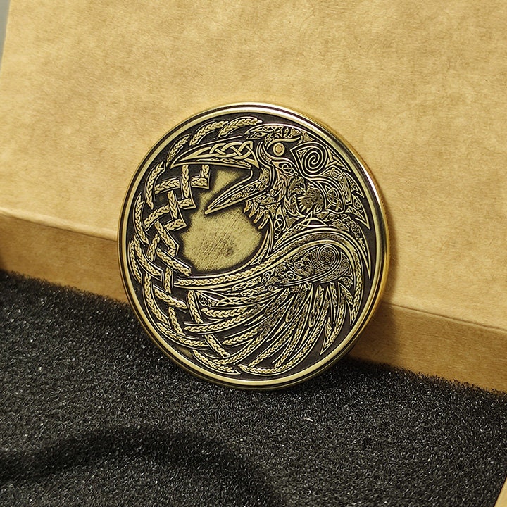 Odin's Raven Brass Souvenir Coin With Personal Engraving Scandinavian ...