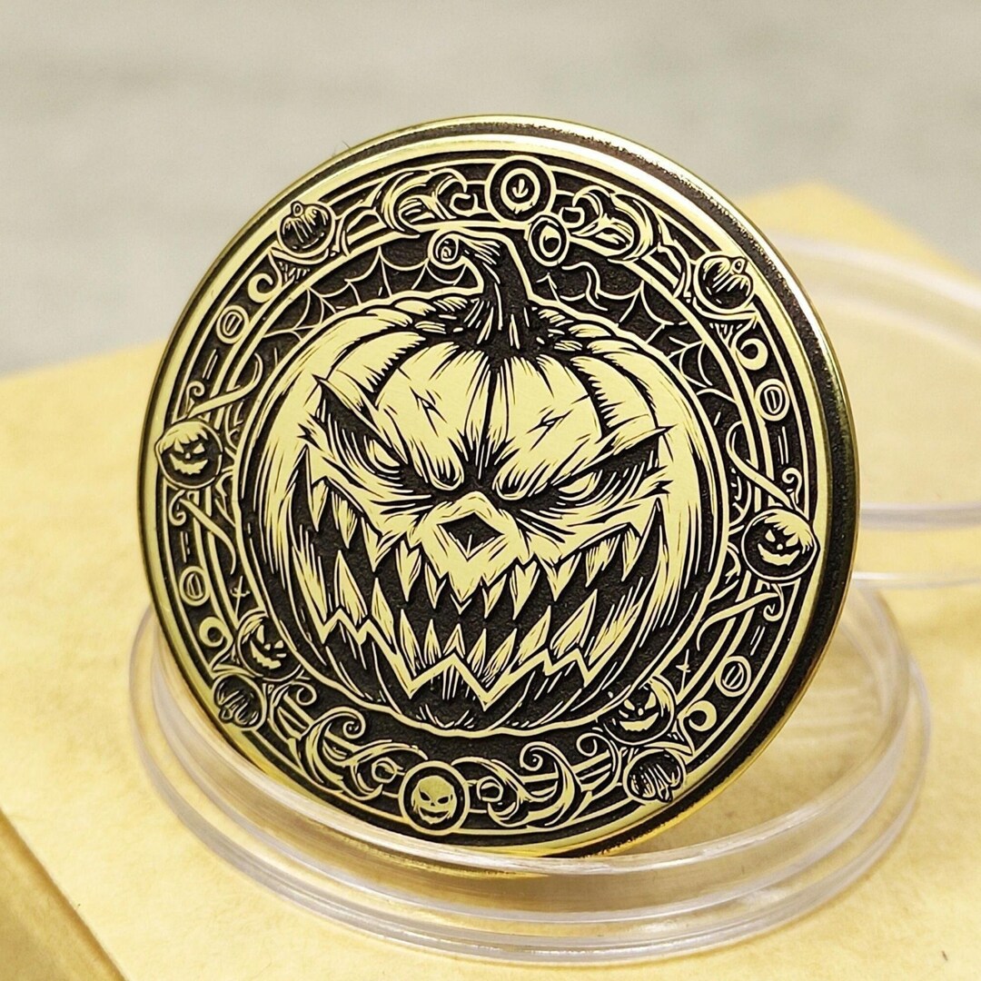 Personalized Halloween Coin With Evil Pumpkin Engraving - Customizable ...