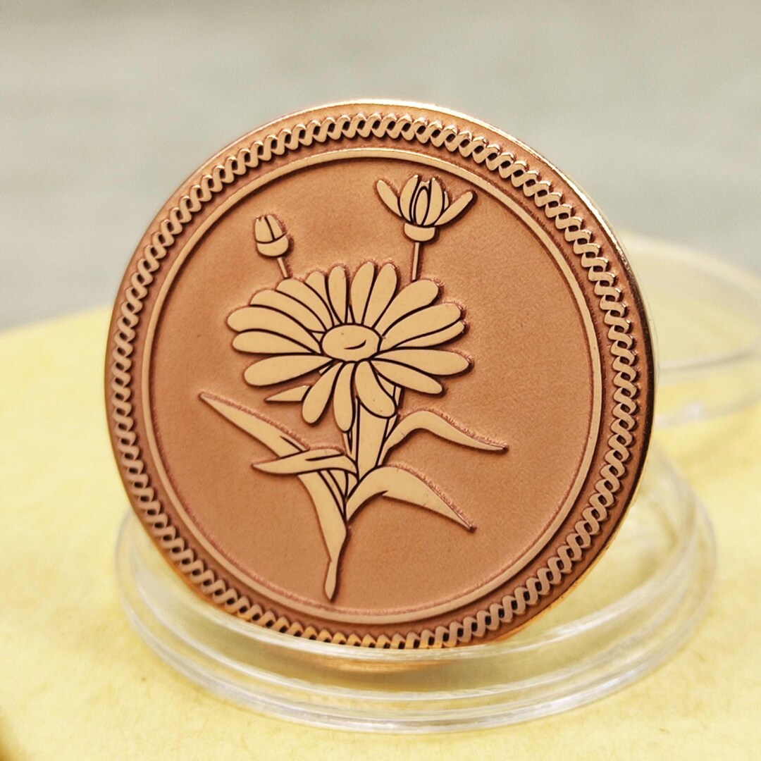 Copper Daisy Coin Gift – Custom Engraved Personalized Token - Etsy