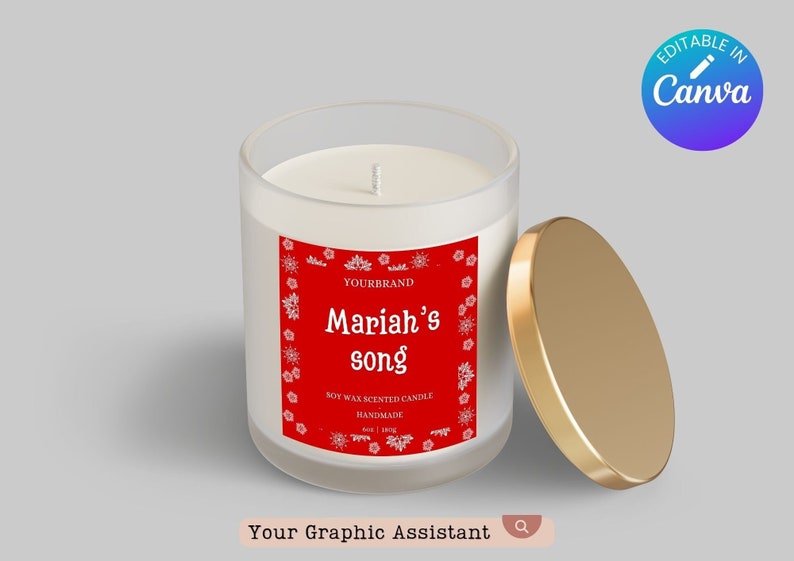 Christmas Candle Label Template DIY Square, Christmas Songs Label ...