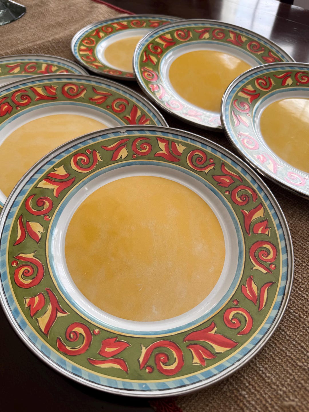 Formation Tuscan Summer Enamelware Dinner Plate Scrolled Design Set of ...