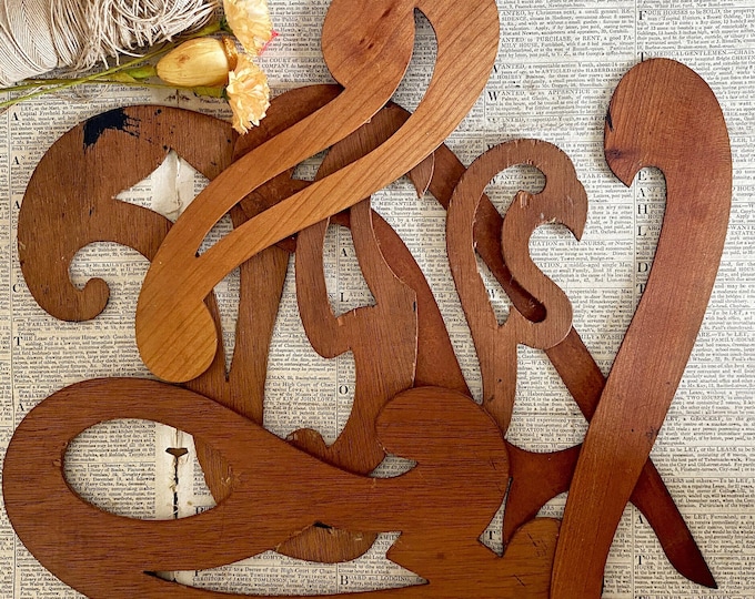 7 Antique Wooden French Curve Set | Vintage Drafting Tool | Helpful for ...
