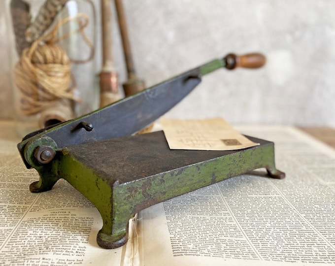 Antique French Cast Iron Desktop Paper Cutter - Vintage Guillotine for ...