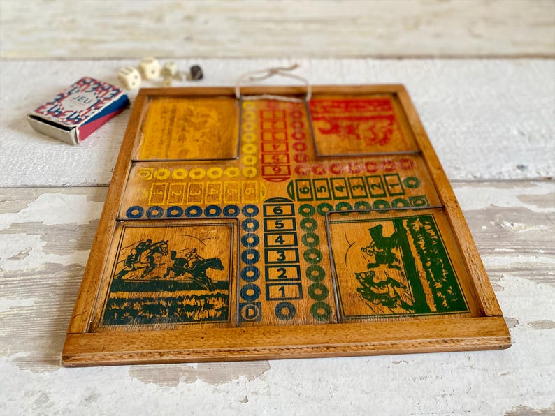 Vintage French Wood Board Game for Wall Decor | Antique 'ludo' Wall Art ...