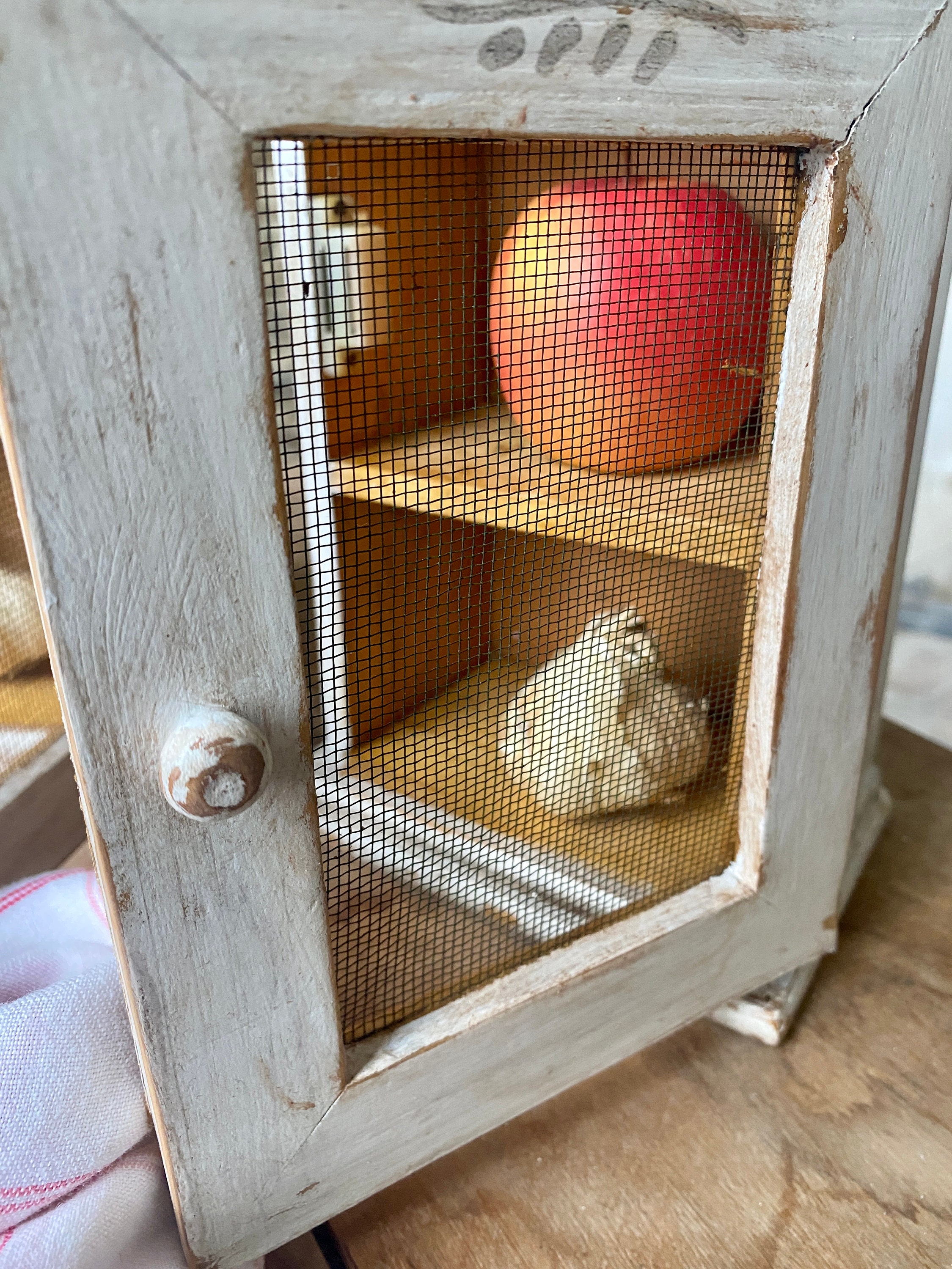 Rustic French Farmhouse Cheese Cabinet With Metal Mesh Door/painted ...