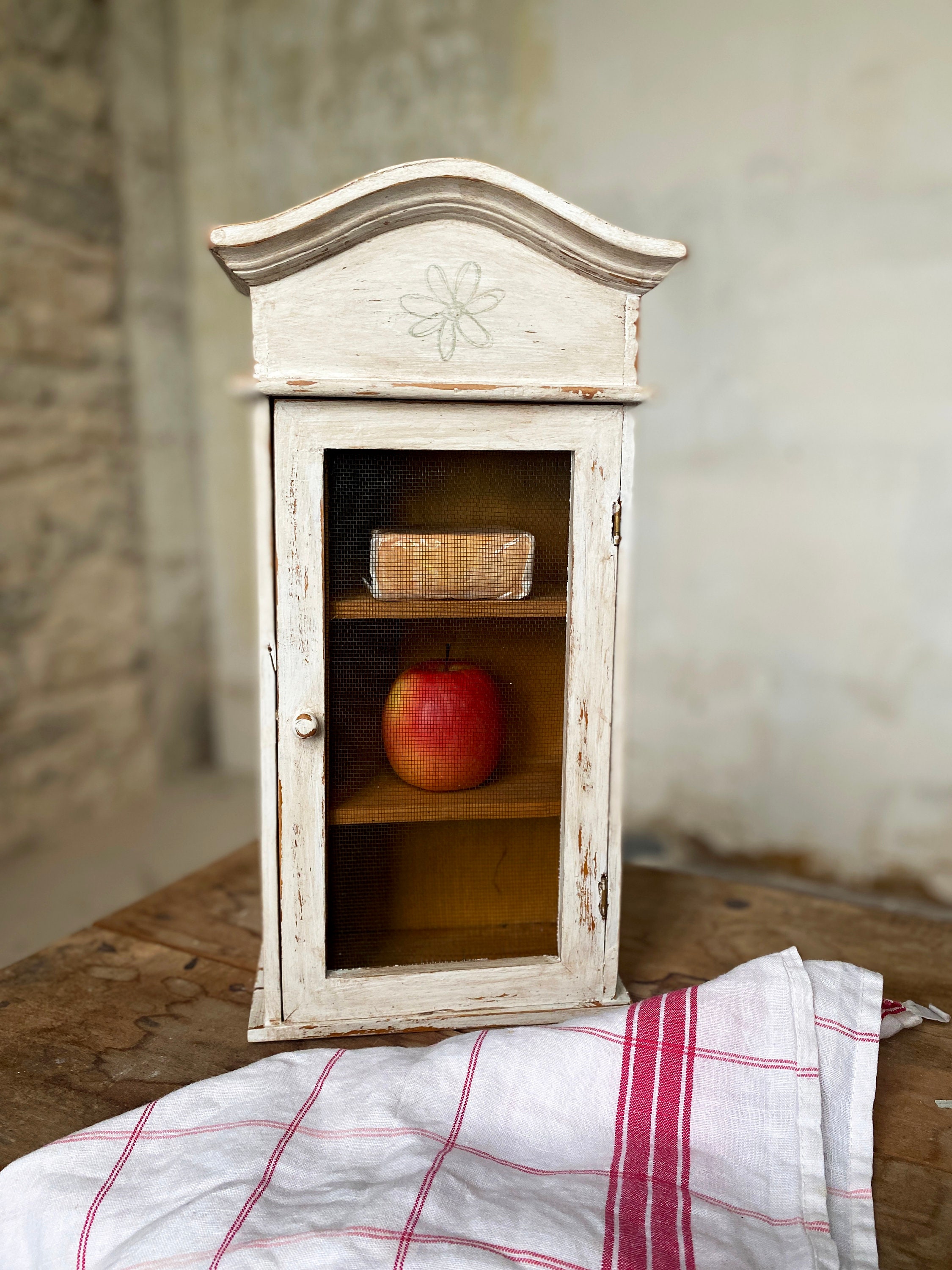 Rustic French Farmhouse Cheese Cabinet With Metal Mesh Door/painted ...
