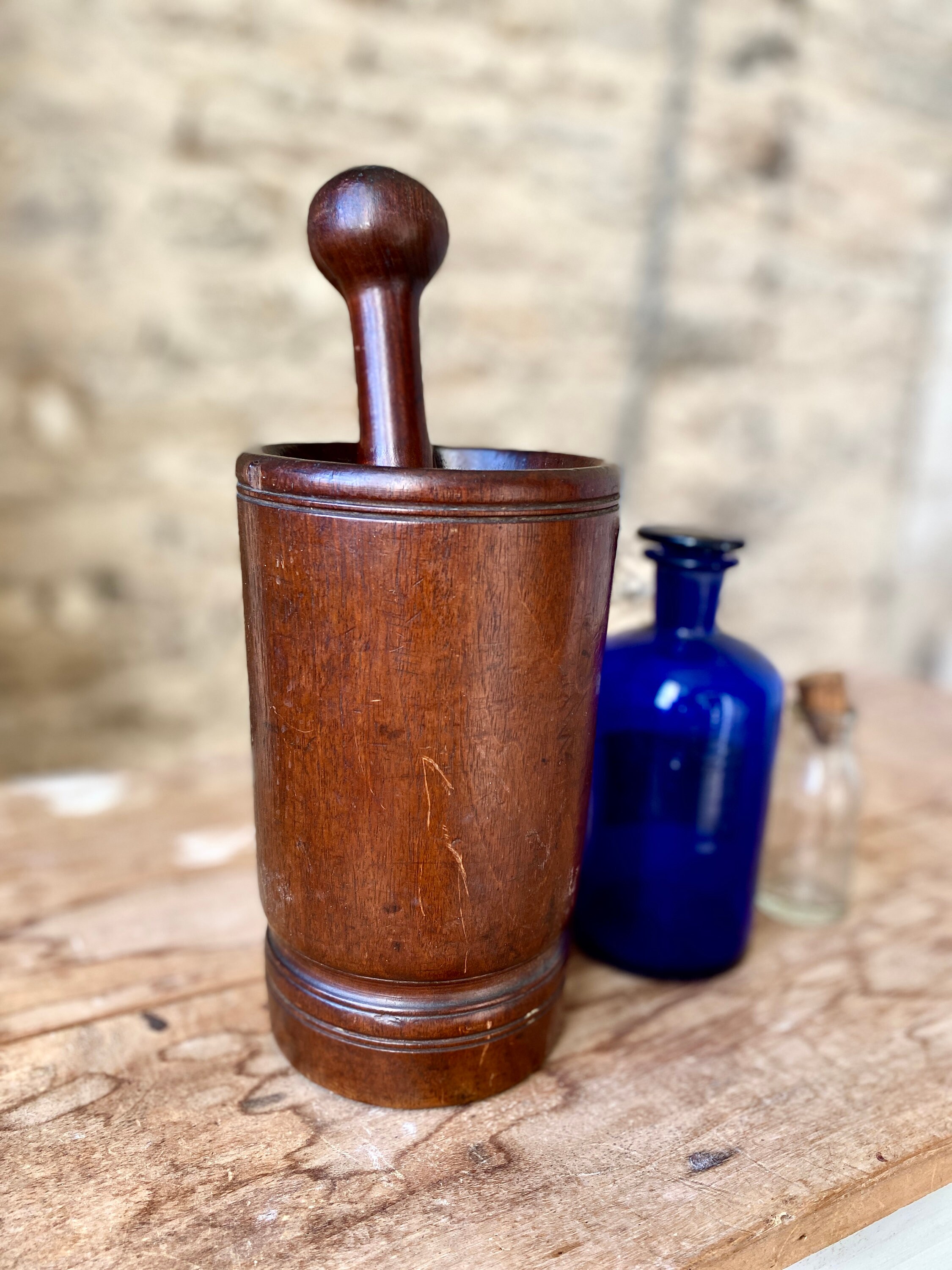 Large Antique French Apothecary Mortar & Pestle / Vintage Pharmacy ...