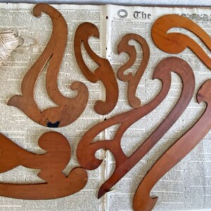 7 Antique Wooden French Curve Set Vintage Drafting Tool Helpful for ...