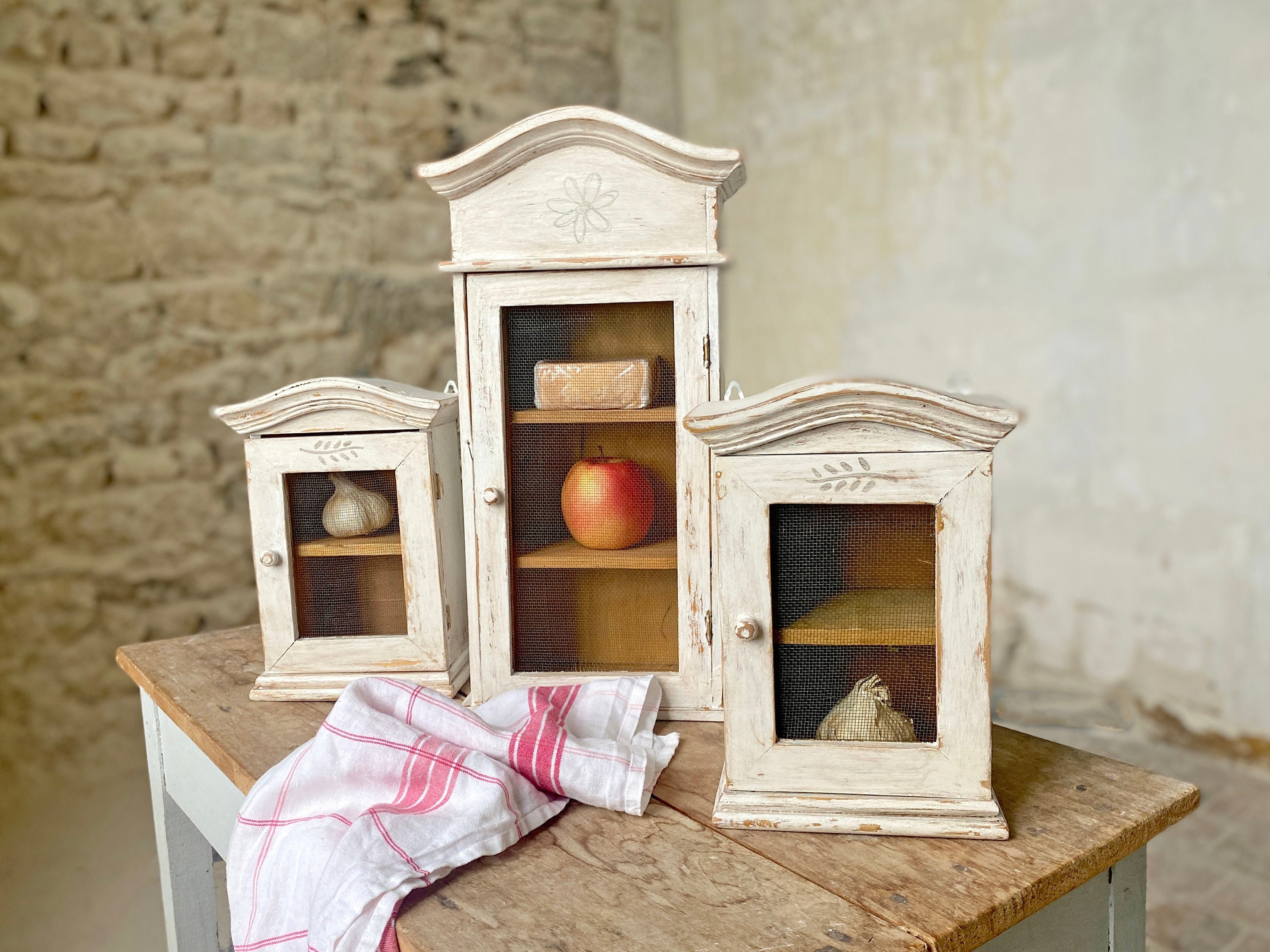 Rustic French Farmhouse Cheese Cabinet With Metal Mesh Door/painted ...