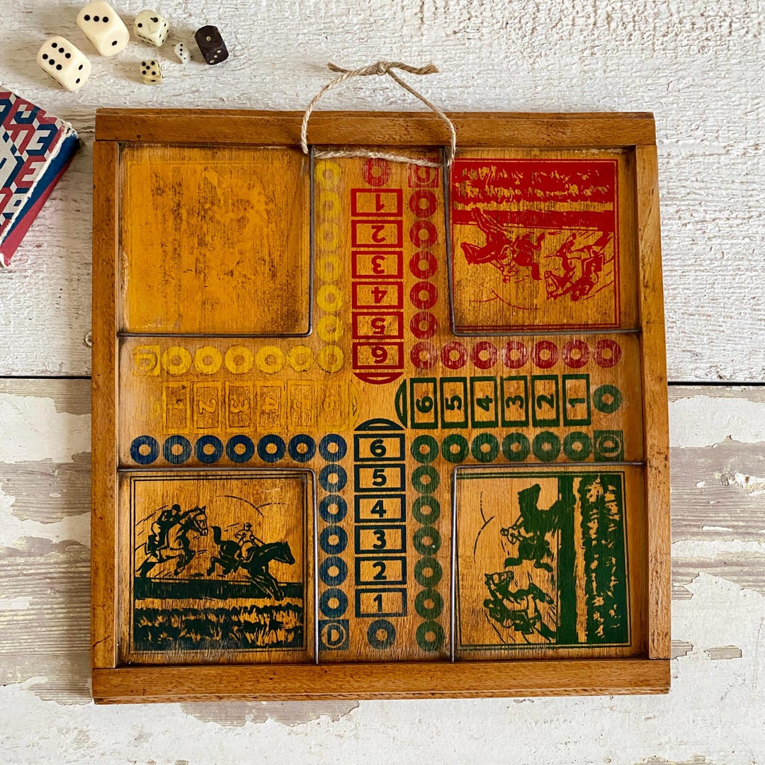 Vintage French Wood Board Game for Wall Decor | Antique 'ludo' Wall Art ...