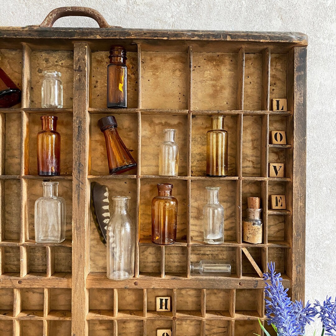 Antique French Letterpress Printer Tray / Type Case Wood Printers ...