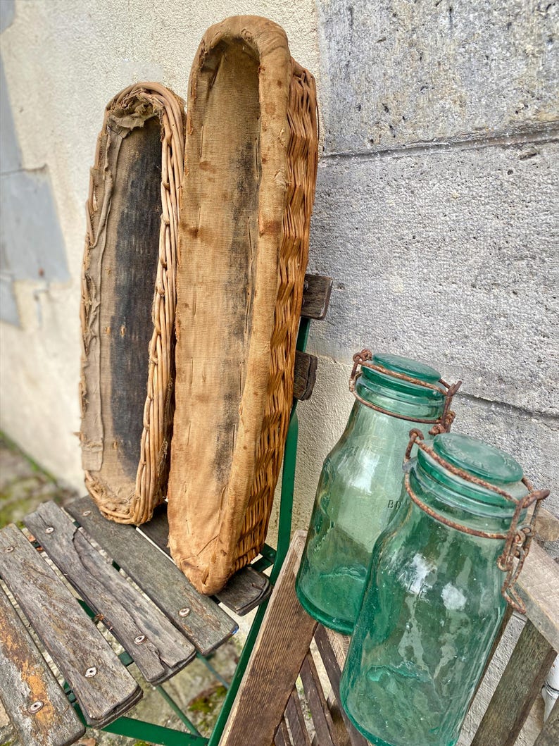 Vintage French Wicker Bread Baguette Proofing Basket | Fabric Lined ...