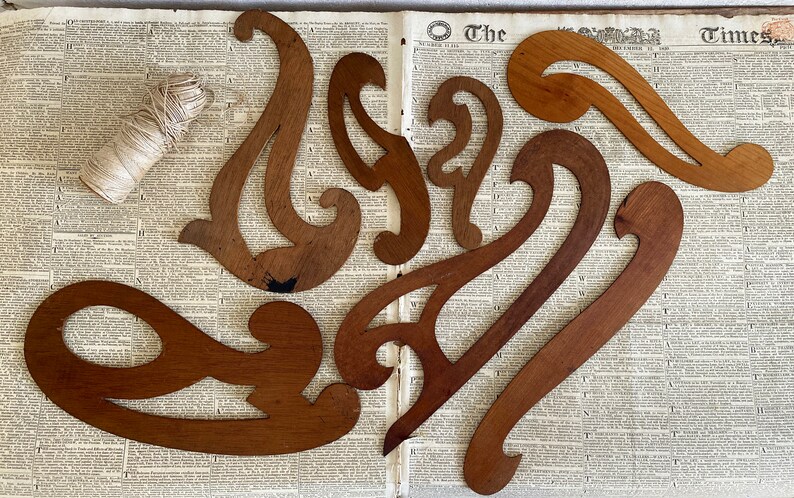 7 Antique Wooden French Curve Set Vintage Drafting Tool Helpful for ...