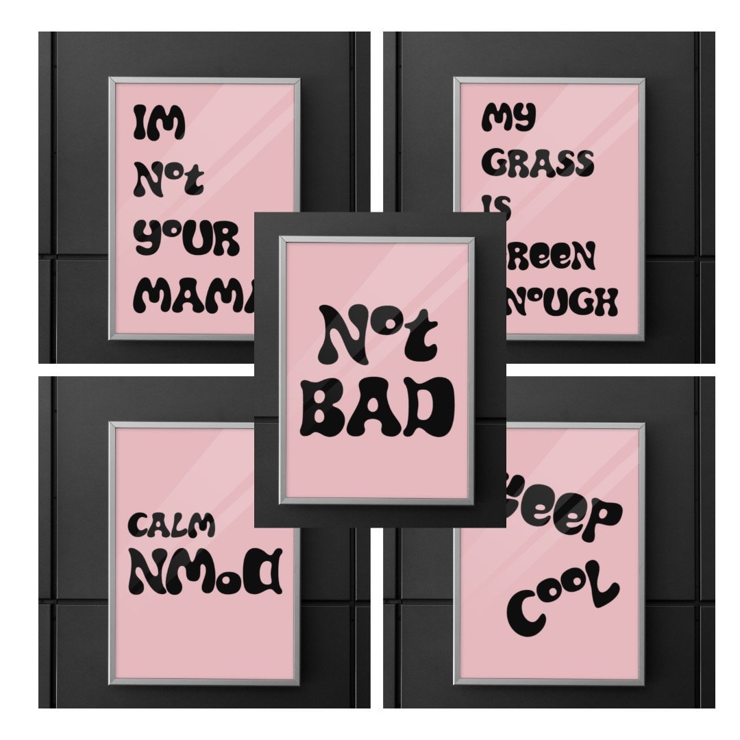 Modern Pink Motivational Wall Art - Digital Download, 5 Inspirational ...