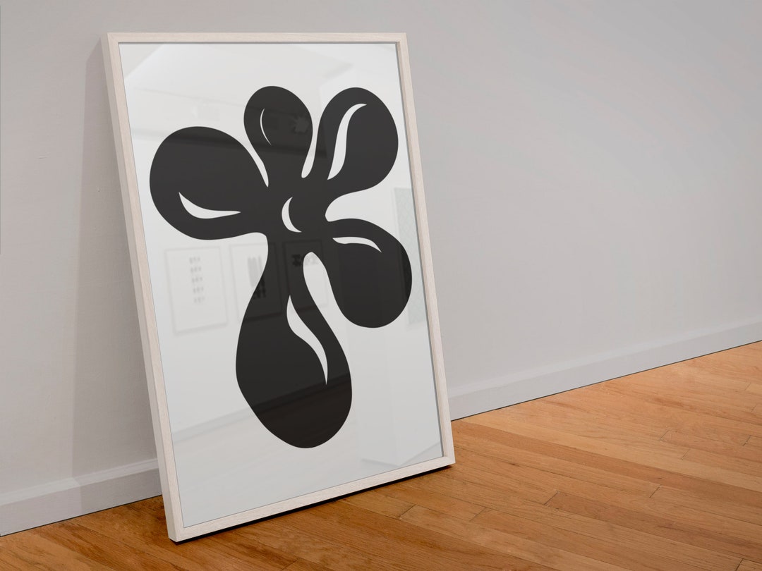 Bold Spring Blossoms - Vibrant Black & White Floral Print, Chunky Line ...