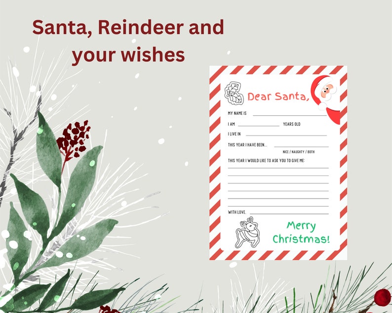 Letter to Santa, Dear Santa Letter, Printable Letter to Santa ...