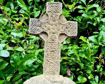 Reconstituted Stone Celtic Cross Plaque Hanging Ancient Gift Vintage ...