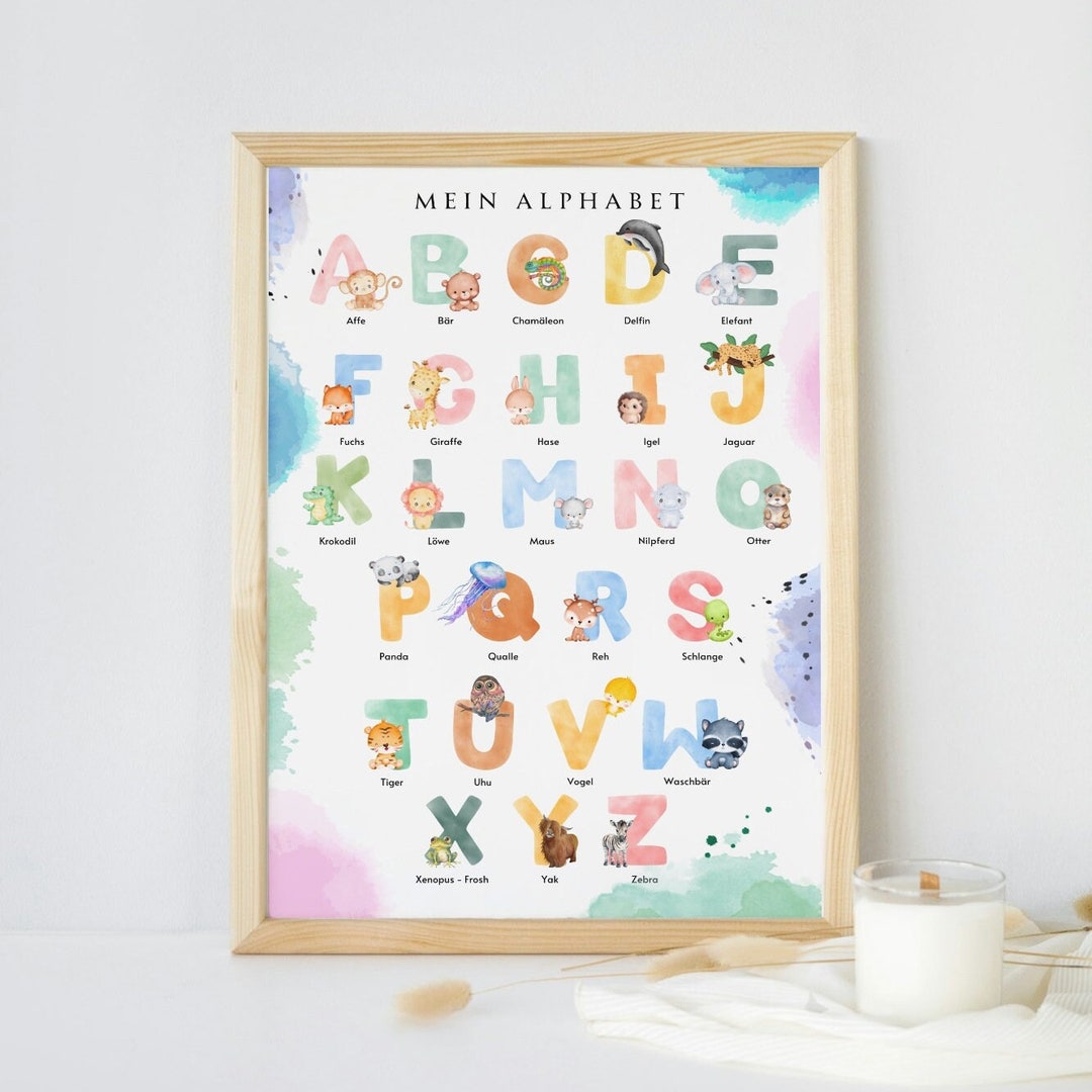 Children's Picture abc Poster, DIN A4, ABC Poster, Alphabet Picture ...