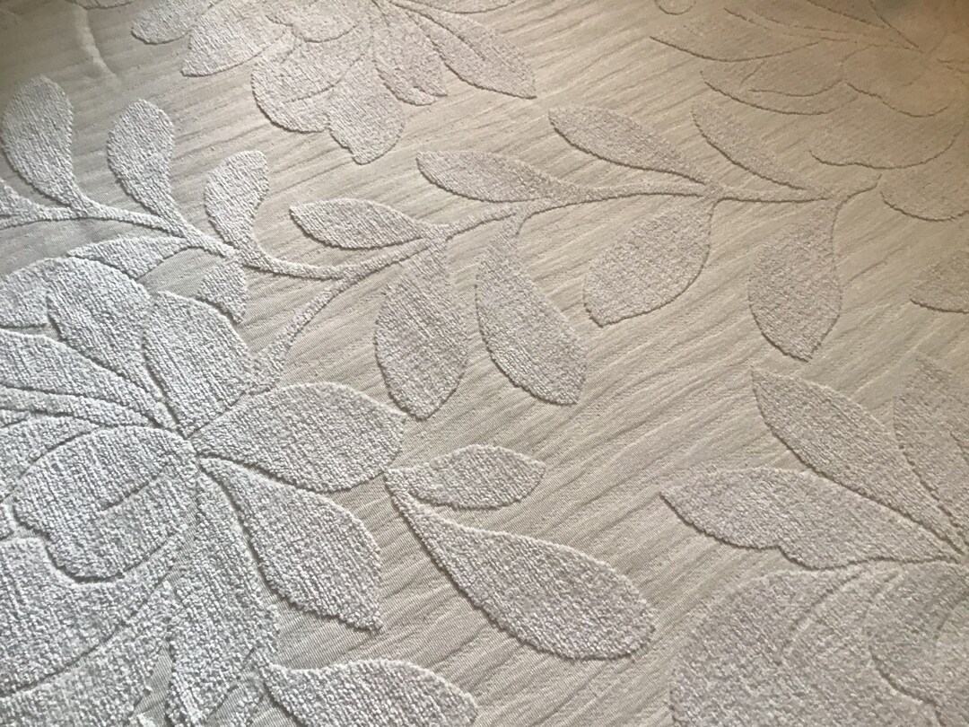 White Floral Chenille Upholstery Fabric - Etsy