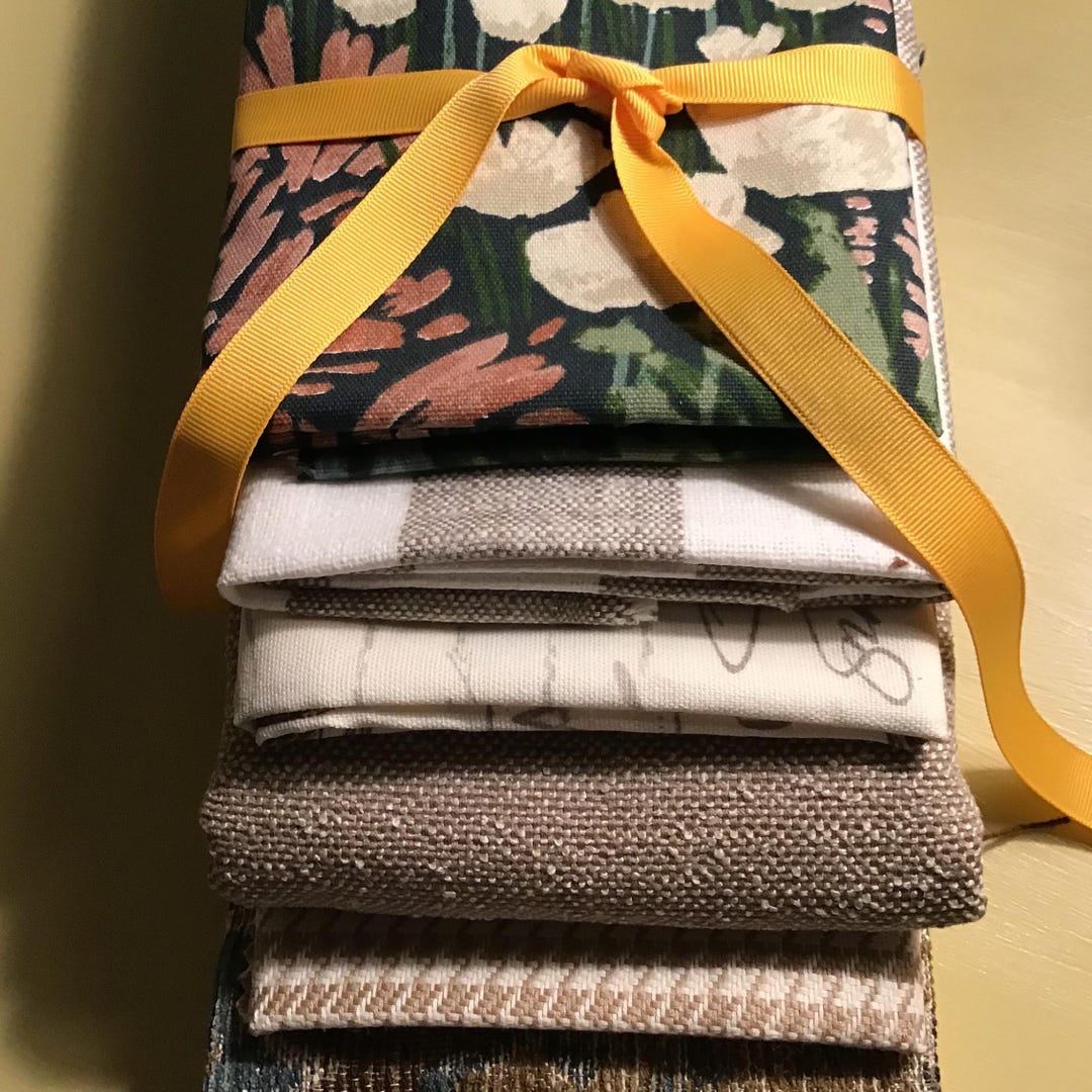 FABRIC SCRAP BUNDLE Two Pound Mixed Cotton Linen Upholstery Remnant ...