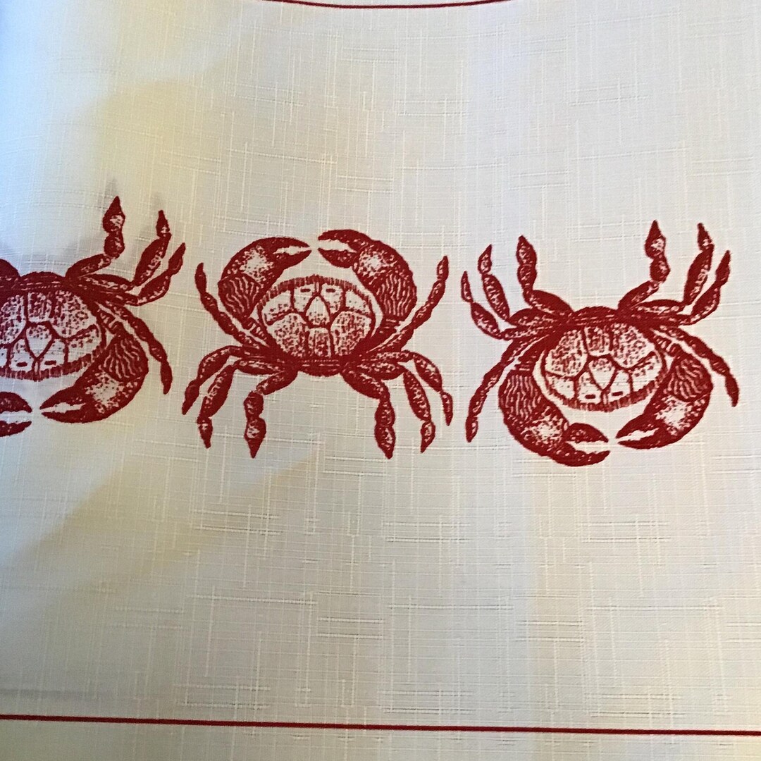 Sea Crab Outdoor Fabric, Red & White Ocean Print, Water Resistant - Etsy