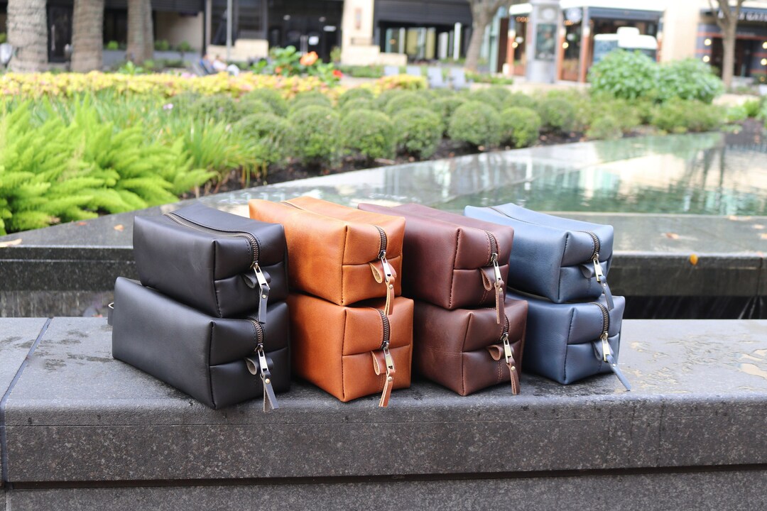 Engraved Leather Dopp Kit, Personalized Toiletry Bag, Travel Organizer ...