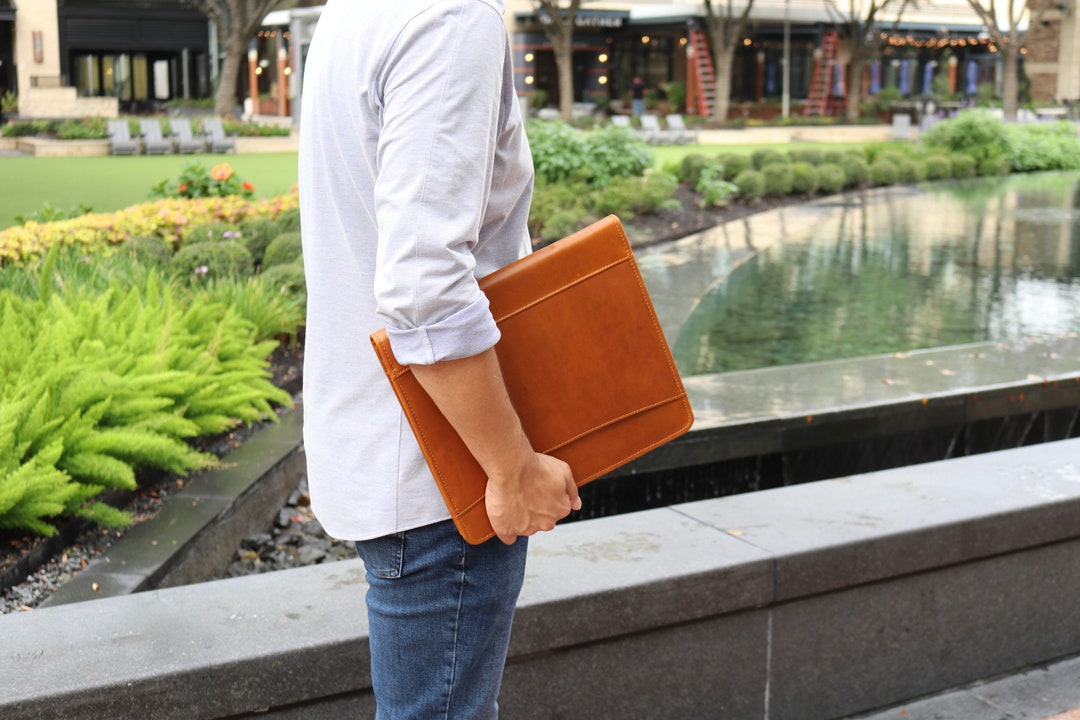 Personalized Leather Portfolio With Zipper, Engraved Business Padfolio ...