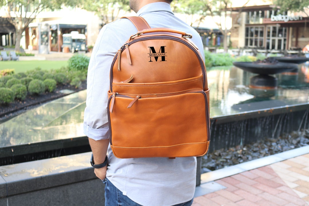 Personalized Backpack, Custom Leather Backpack Rucksack, Daily Backpack ...