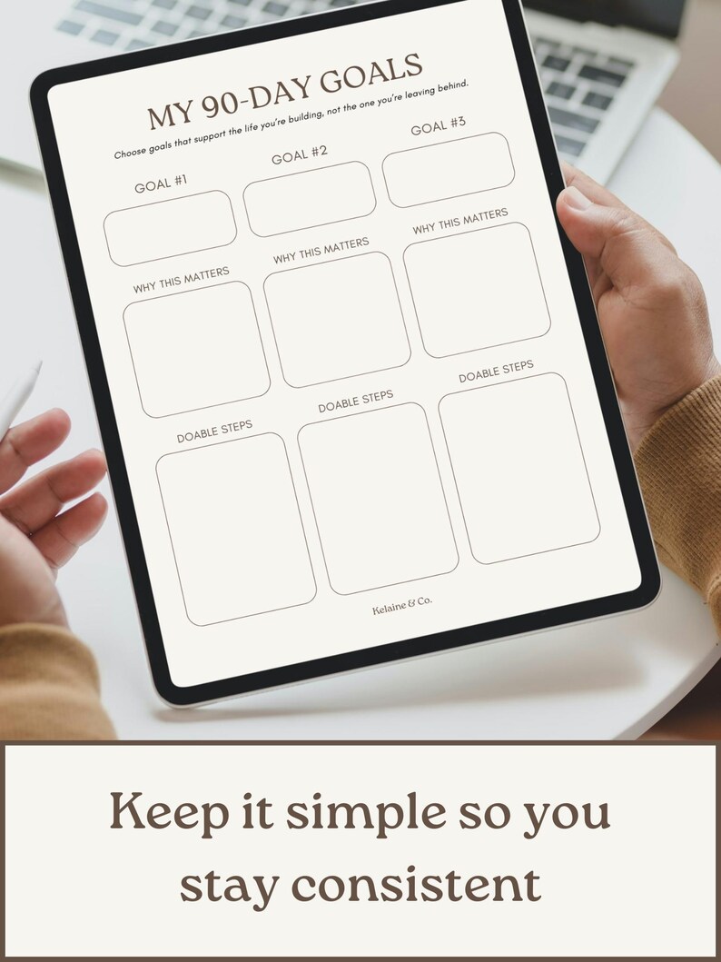 90 Day Goal Planner Template Printable Page | Quarterly Goal Setting ...