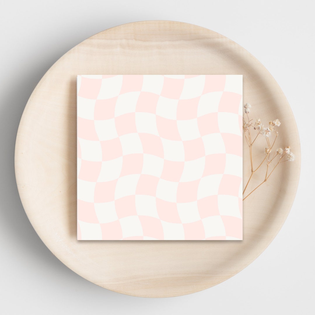 Pastel Pink To-do List Memo Pad Cute Sticky Notes Pad, Wavy Checkered ...