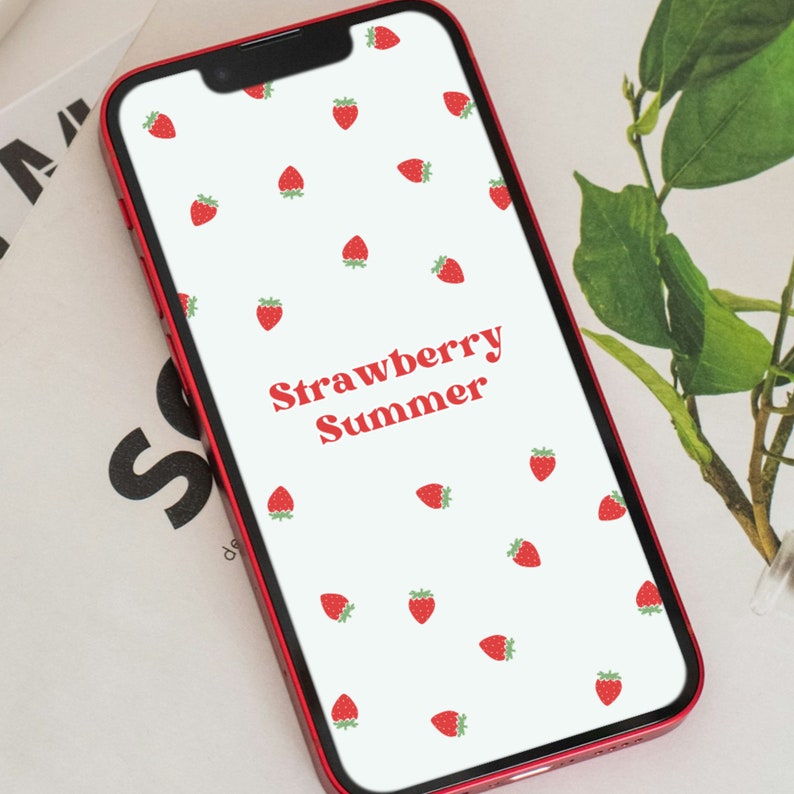 Pink Girly Strawberry Aesthetic Wallpaper iPhone Lock Screen Background ...