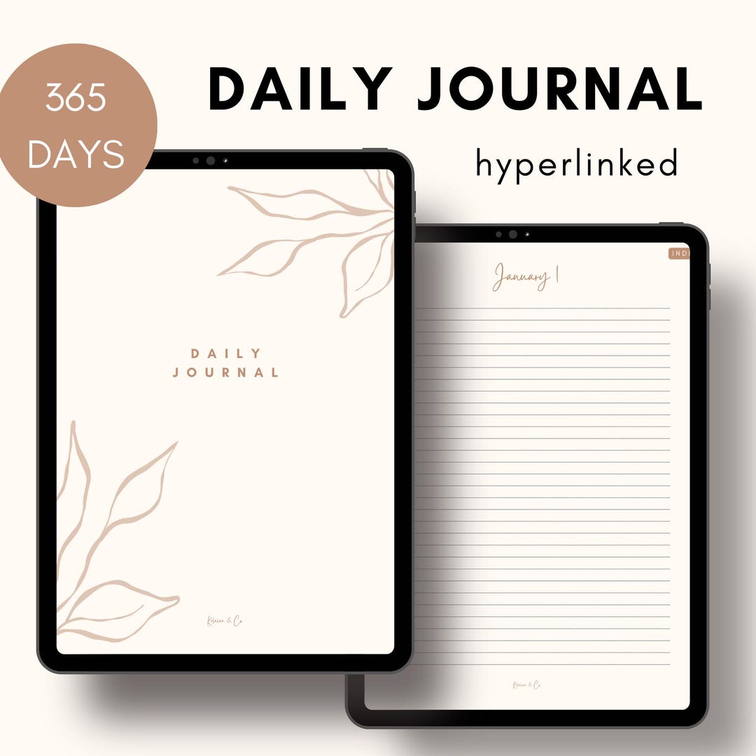 Women's Daily Digital Journal Notebook, Hyperlinked Goodnotes Journal ...