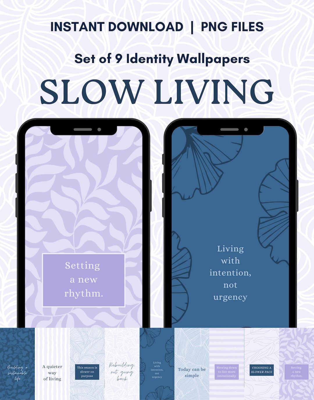 Slow Living Identity Wallpapers | Soft Lavender & Navy Phone ...