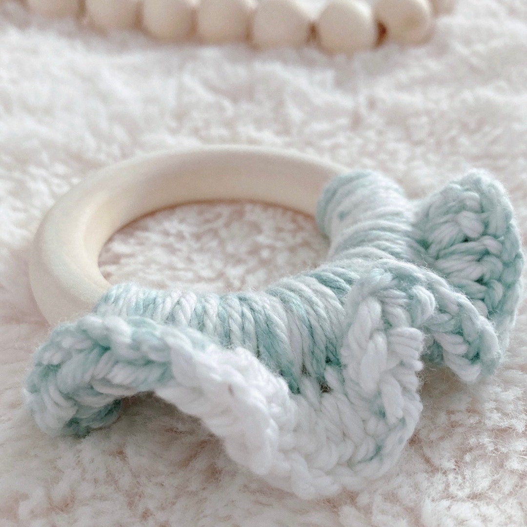 Natural Wooden Crochet Baby Teether Newborn Baby Shower Gift Ideas Soft ...