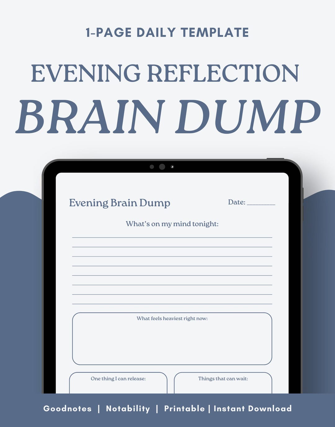 Bedtime Brain Dump Journal Page Template Digital or Printable Download ...