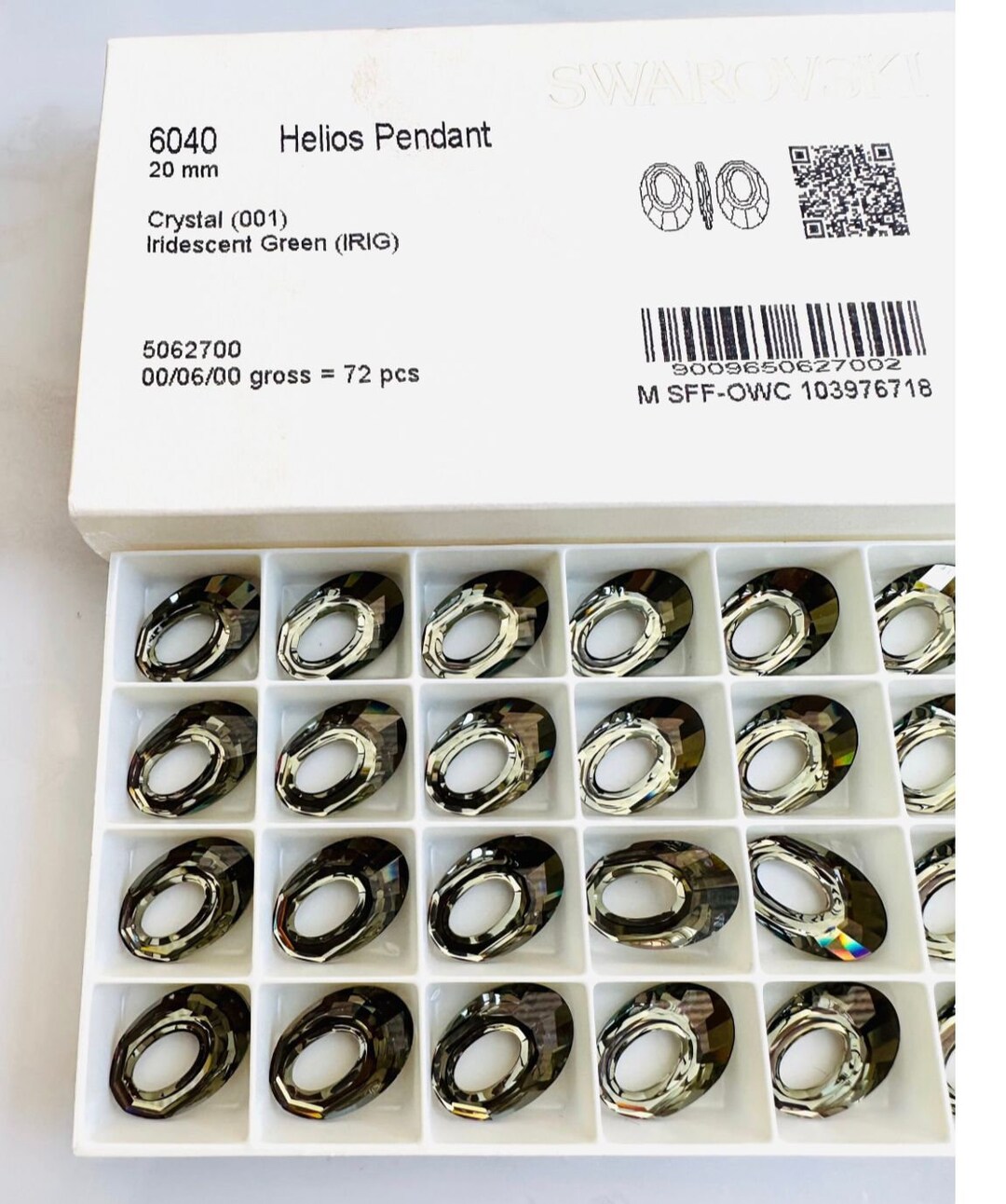 2pc Original Swarovski® Helios Crystal Iridescent Green 20mm Pendant ...