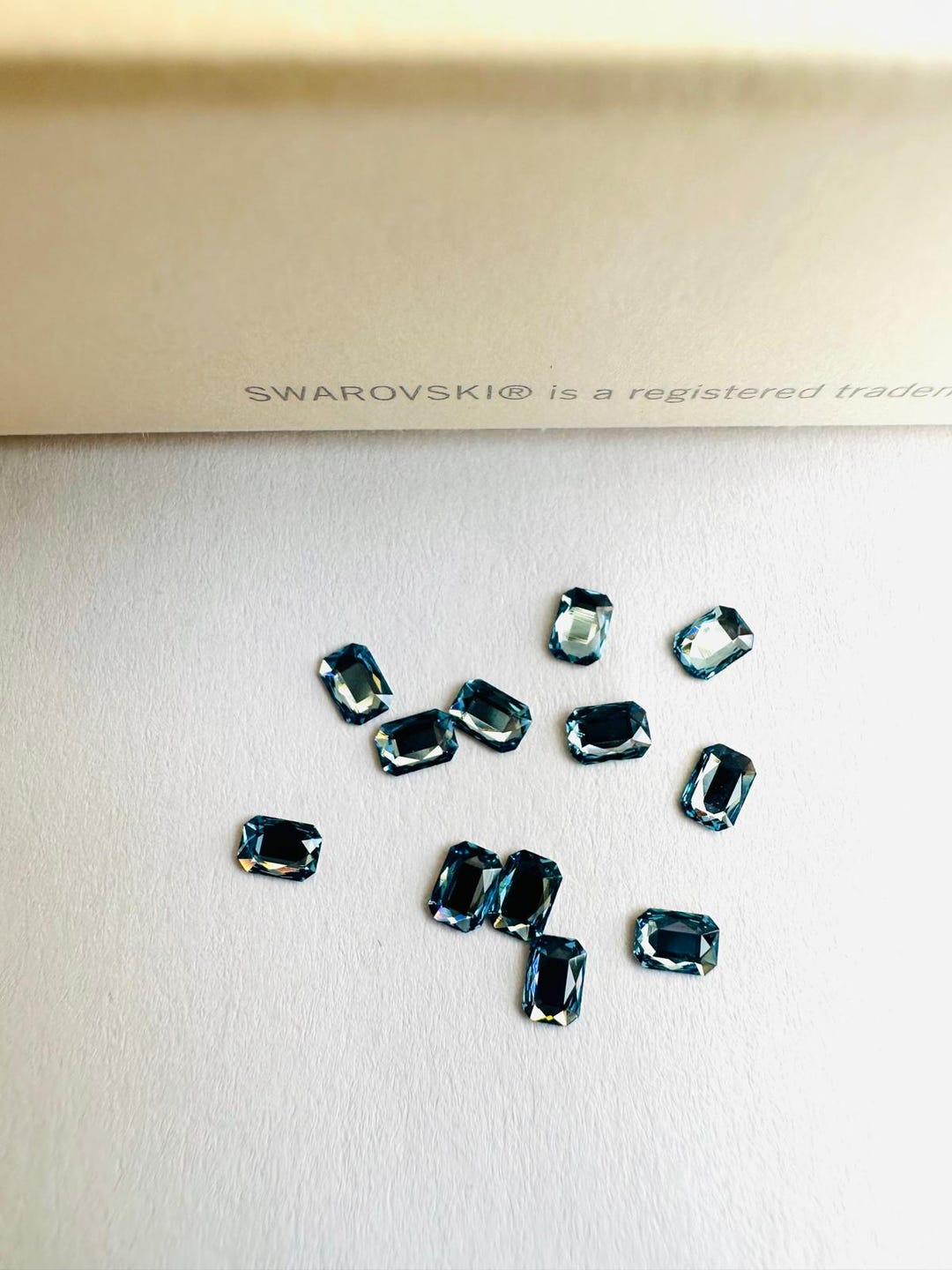 10pcs Tooth Gem Swarovski® 3.7x2.5mm AQUAMARINE Hexagon (emerald Cut ...