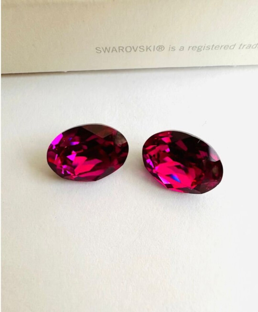 2pc Swarovski® Fuschia Oval Stone Cut Fancy Stone Silver Coated 14x10mm ...